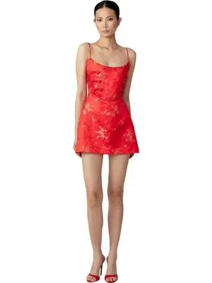 SAU LEE Joey Jacquard Mini Dress - Red
