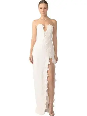 SAU LEE Florence Strapless Gown - White