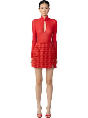 SAU LEE Ida Tweed Mini Skirt - Red Multi