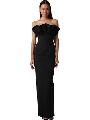 SAU LEE Noah Strapless Cotton Gown - Black