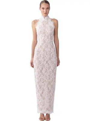 SAU LEE Rosana Lace Cheongsam Dress - White