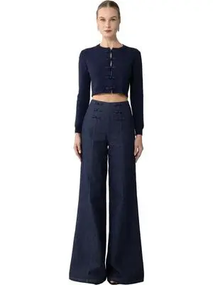 SAU LEE SAU LEE Brooklyn Wide-Leg Denim Pants