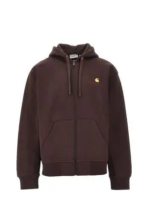 Carhartt Work In Progress Full Zip Hoodie With Logo Embroidery - Brown