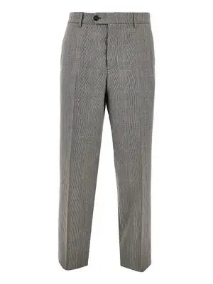 GOLDEN GOOSE Paco Prince Of Wales Wool Crepe Pants - Grey