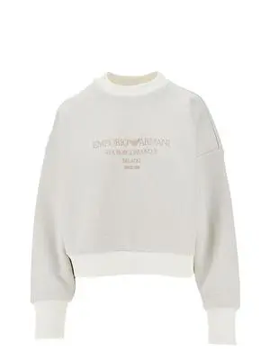 Emporio Armani Lurex Jersey Sweatshirt With Logo - Silver