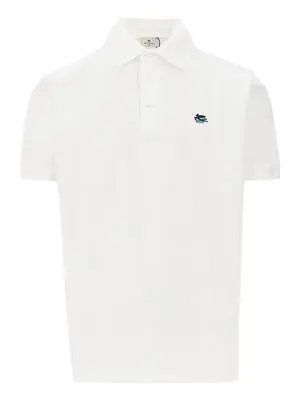 Etro Logo Embroidery Piquet Polo Hirt - White