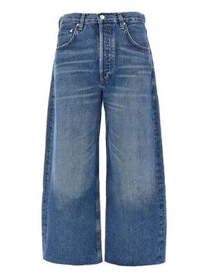Citizens Of Humanity Ayla Raw Hem Crop Wide Leg Jeans - Blue