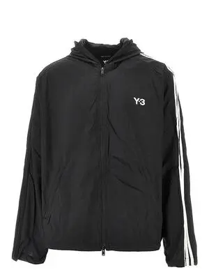 Y3 Nylon Windbreaker Jacket With Signature 3-stripes - Black
