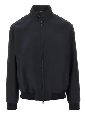 Gucci Wool-blend Gabardine Blouson Jacket With Gg Motif - Blue