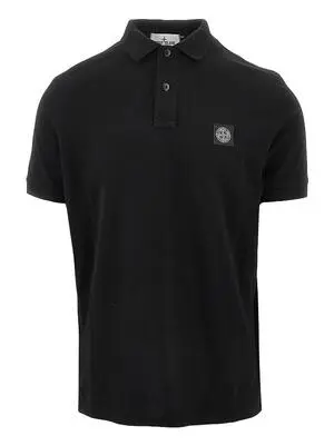 Stone Island Tretch Piquet Polo Hirt - Black