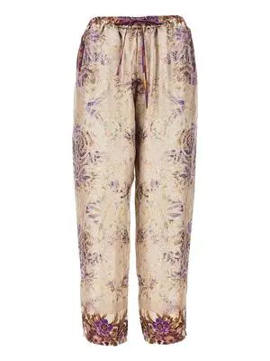 PIERRE-LOUIS MASCIA Printed Silk Twill Relaxed Fit Trousers - Multicolor