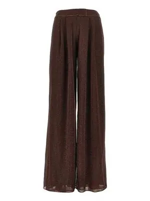 Oseree Lumire Tailored Lurex Jersey Pants - Brown