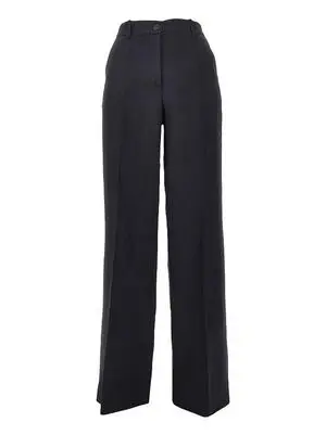 P.a.r.o.s.h Linen-blend Tailored Straight-leg Trousers - Blue