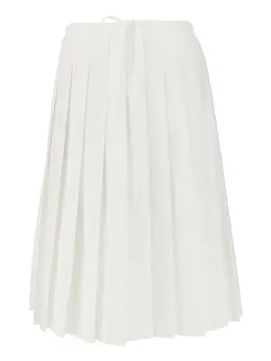 Prada Pleated Poplin Midi Skirt - White