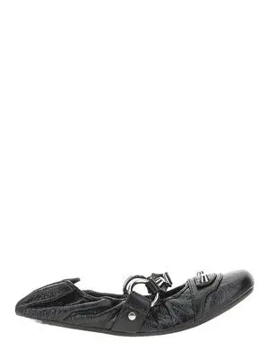 Balenciaga Arena Leather Ballerinas With Buckled Ankle Strap And Stud Embellishments - Black