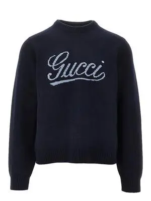 Gucci Wool Sweater With Logo Inlay - Blue