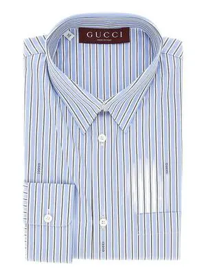 Gucci Striped Cotton Poplin Shirt - Blue
