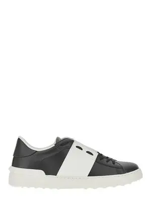 Valentino Garavani Open" Leather Sneakers With Studded Heel - Black