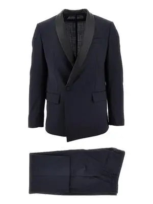 MARSEM Wool-blend Suit With Satin Lapel - Blue