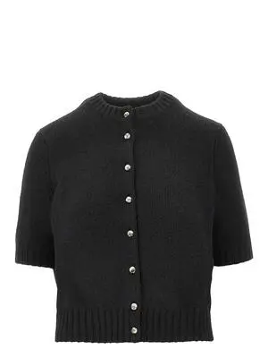 Khaite Nora Short-sleeved Stretch Cashmere Cardigan - Black