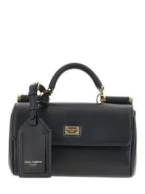 Dolce & Gabbana Plongé Leather 'my Sicily' Top Handle Bag - Black
