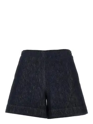 Emporio Armani Wide Leg Denim Shorts - Blue