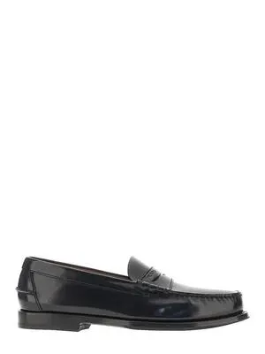 Prada Spazzolato Leather Loafers With Debossed Logo - Black