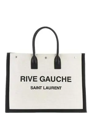 Saint Laurent SAINT LAURENT Canvas Large Rive Gauche Tote Bag Beige