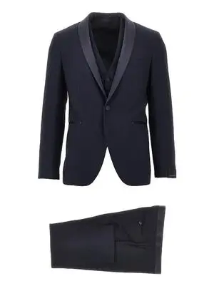Tagliatore Super 120's Wool Tuxedo Suit - Blue