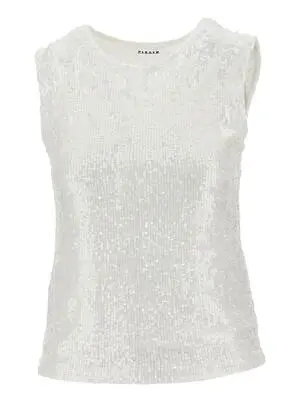 P.a.r.o.s.h Sleeveless Sequined Top - White