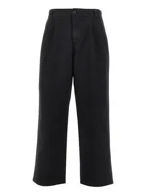 Carhartt Work In Progress Marv Cotton Twill Tapered Leg Pleated Pants - Black