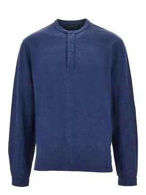 Sease Henley Deck' Linen Jerey T-hirt - Blue
