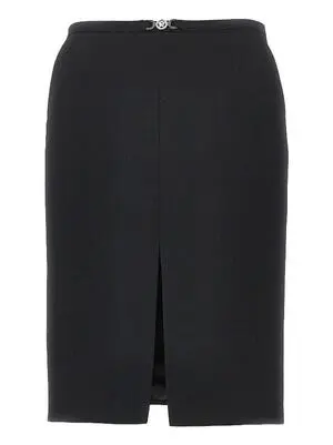 Versace Wool Canvas Skirt With Medusa '95 Detail - Black
