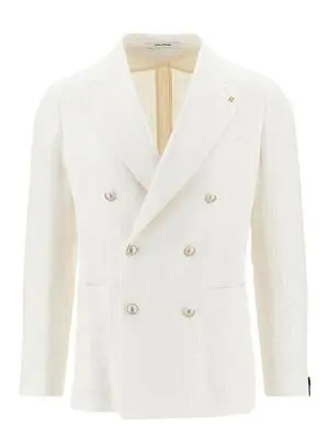 TAGLIATORE TAGLIATORE Canvas Double-Breasted Jacket With Notched Lapel