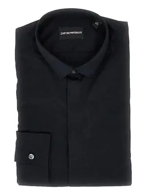 Emporio Armani Stretch Twill Shirt - Black