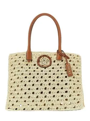 Versace La Medusa Raffia Shopper Bag - Beige