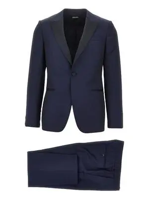Zegna Wool And Mohair Evening Tailored Suit - Blue