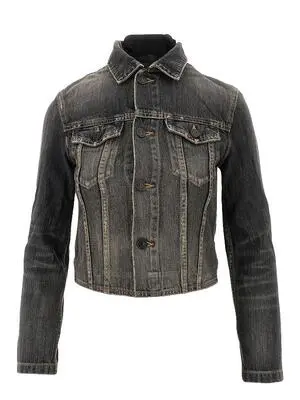 Balenciaga Denim Jacket With Laced Back - Grey