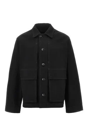 LEMAIRE Boxy Denim Jacket With Pointed Collar - Black