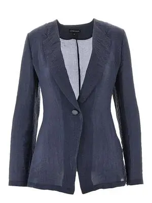 Emporio Armani Tecno Creponne Single-breasted Blazer - Blue