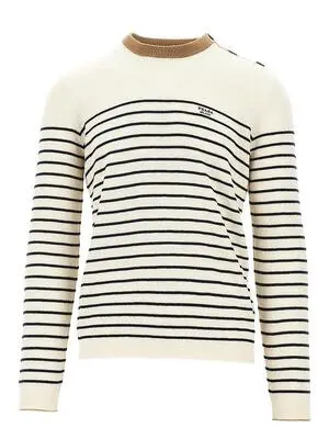 Prada Linen-blend Marinière Sweater - Beige