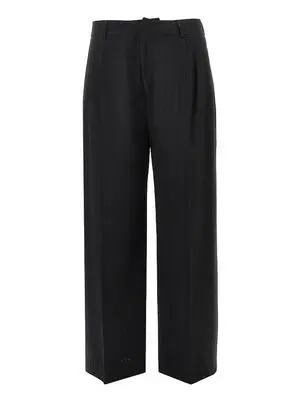 THESTROY Wide-leg Pinstriped Pants - Black