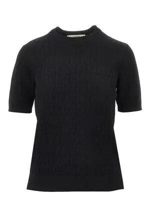 Fendi Jacquard Ff Knit T-shirt - Black