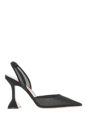 Amina Muaddi Holli Mesh Slingback Pumps - Black