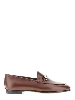Gucci Jordaan Leather Loafers With Horsebit Detail - Brown