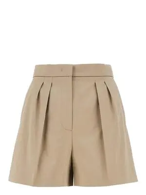 Max Mara Stretch Cotton Satin High-rise Wide-leg Shorts - Beige
