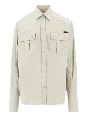 Dolce & Gabbana Oversized Shirt With Chest Pockets - Beige