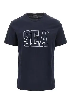 Emporio Armani Sea Embroidery Swimwear T-shirt - Blue
