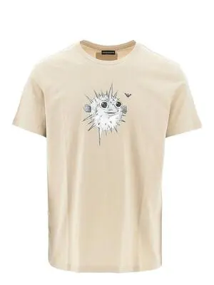 Emporio Armani Sea Animas Print Swimwear T-shirt - Beige