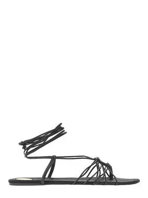 Saint Laurent SAINT LAURENT Leather Flat Sandals With Cassandre Logo Black